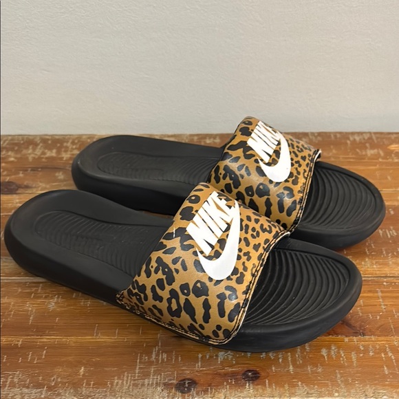 Nike | Shoes | Nike Animal Print Black Slides | Poshmark